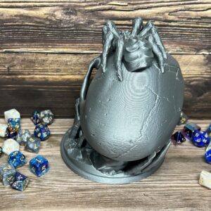 MunnyGrubbers - 6.5" Skull Dice Tower - (Random 7PCS D20 Dice Set Included) - No Paint Odorless Plastic - Tabletop Roleplaying Game - Dice Roller - Dungeons and Dragons - DND - D&D - (Silver)