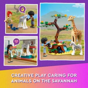 LEGO Friends Mia's Wildlife Rescue Toy 41717 with Zebra and Giraffe Safari Animal Figures Plus 3 Mini Dolls, Birthday Gift Idea for Kids, Girls & Boys Age 7 Plus Years Old