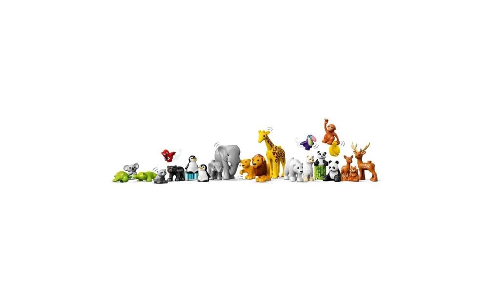 LEGO DUPLO Wild Animals of The World Building Set, Includes Sounds, World Map Playmat, 22 Animal Figures, Educational Gift, Learning Toy for Girls & Boys, Toddler Toys for Ages 2-4 Years Old, 10975