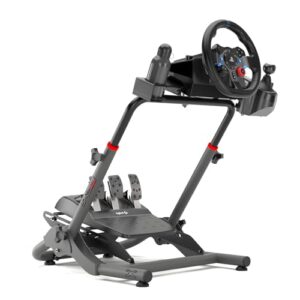 extreme sim racing wheel stand cockpit sgt racing simulator - nardo gray edition for logitech g25, g27, g29, g920, g923 thrustmaster and fanatec - wheel locks included (nardo gray)