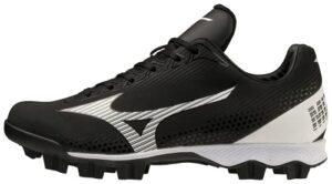 mizuno women's wave finch lightrevo softball shoe, black-white, 8