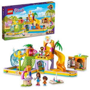 lego friends water park toy building set 41720 pretend play kit with swimming pool slides, water canons, and two mini-dolls, heartlake city toy, birthday gift idea for kids boys girls ages 6+ years