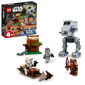 lego star wars at-st 75332 toy building set - featuring wicket the ewok and scout trooper minifigures, expand your collection, great gift for preschool kids, boys, and girls ages 4+