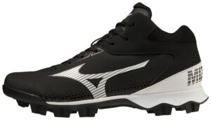 mizuno men's wave lightrevo mid baseball shoe, black-white, 10.5