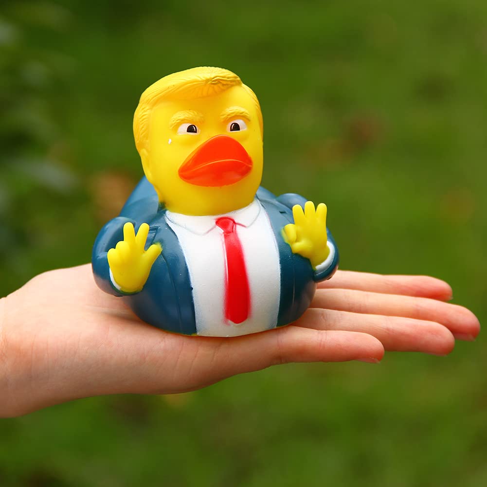 2Pcs Trump Duck Squeak Bath Duck Baby Bath Toys Rubber Duck Funny Gift for Kids