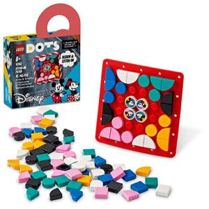 lego dots disney mickey and minnie mouse stitch-on patch 41963, diy toy badge making kit to decorate clothes, backpacks and more, craft kit for kids aged 8 plus