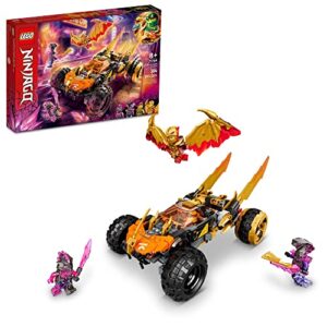 lego ninjago cole’s dragon cruiser car toy, 71769 ninja toys with golden kai, cole and snake warrior minifigures, gifts for kids, boys & girls