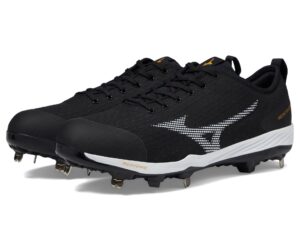 mizuno men's dominant 4 baseball shoe, black-white, 8.5