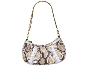 guess mariana top zip shoulder bag natural python one size