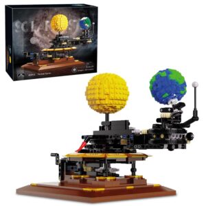 misini solar systm building kit,865/pcs moc cada master c71004w bricks for kids and adults,contains moon earth and sun orrery model（designer: jk brickwords）