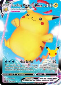 kstamps surfing pikachu vmax - 009/025 celebrations card,25th anniversary,full art holo rare