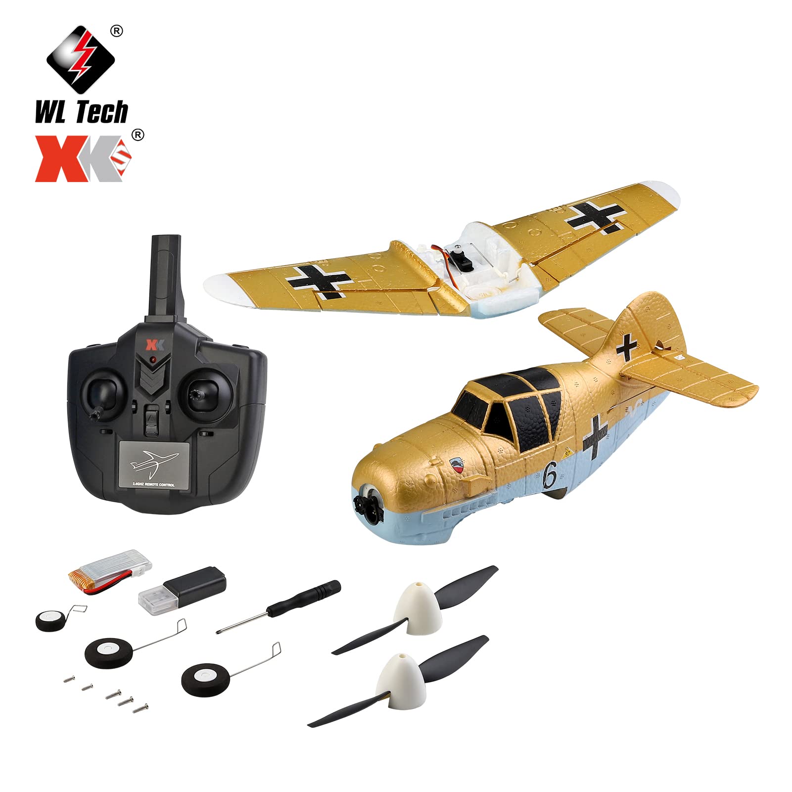 GoolRC RC Plane, WLtoys A250 RC Airplane, 2.4GHz 4CH Remote Control Airplane with 6-Axis Gyro, Easy to Fly RC Aircraft Flight Toys for Kids, Adults and Boys