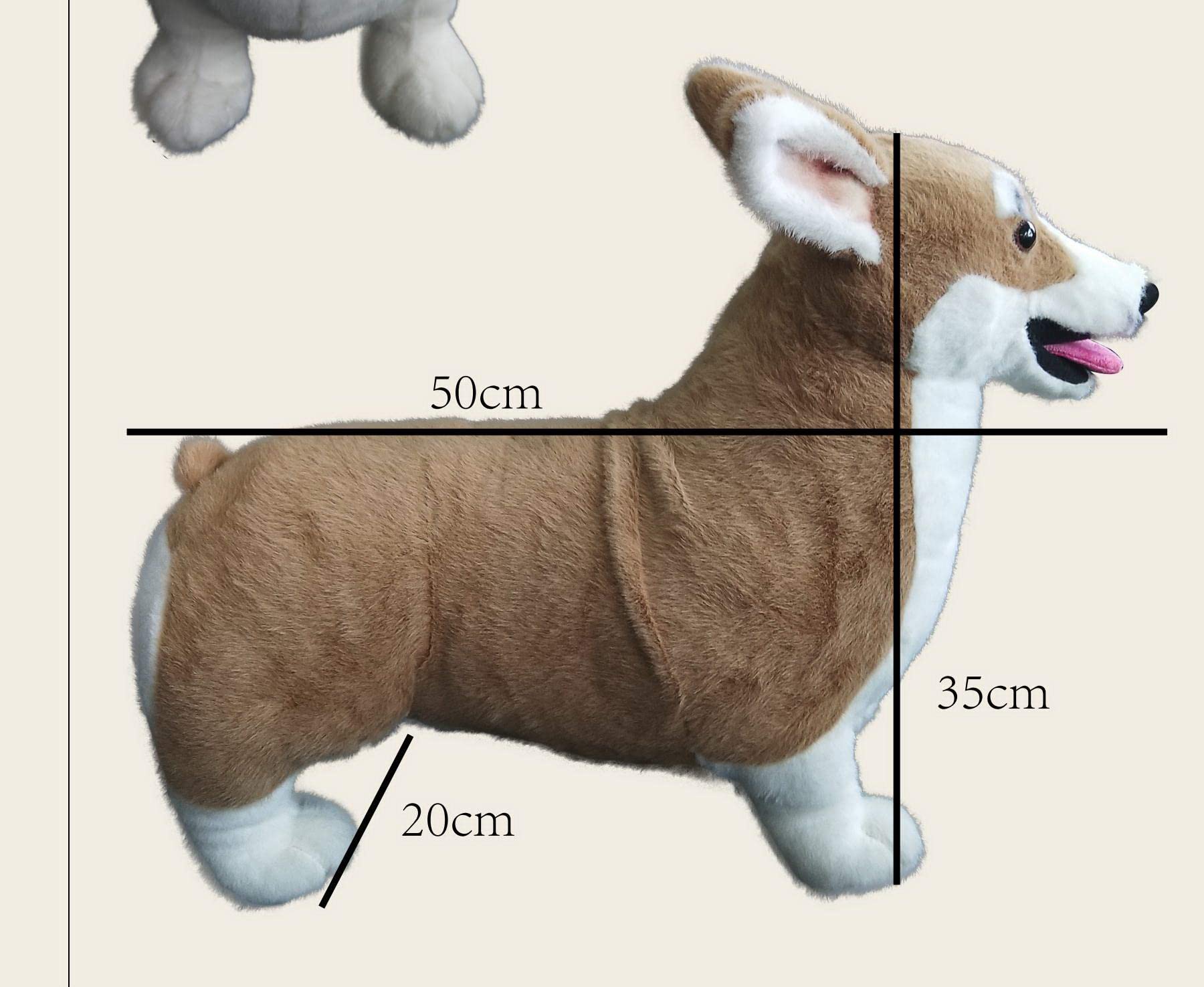 Corgi Dog 20 Inch Realistic Lifelike Louie Welsh Corgi Dog Plush Stuffed Animal Pet Dog Huggle Furry Corky