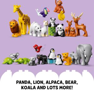 LEGO DUPLO Wild Animals of The World Building Set, Includes Sounds, World Map Playmat, 22 Animal Figures, Educational Gift, Learning Toy for Girls & Boys, Toddler Toys for Ages 2-4 Years Old, 10975