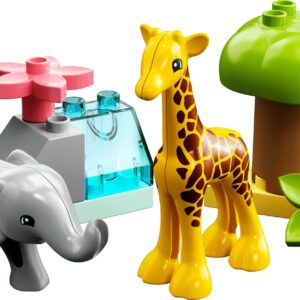 LEGO DUPLO Wild Animals of Africa 10971, Animal Toys for Toddlers, Girls & Boys Ages 2 Plus Years Old, Learning Toy with Baby Elephant & Giraffe Figures