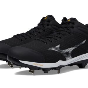 Mizuno Men's Dominant 4 MID Baseball Shoe, Black-White, 11.5