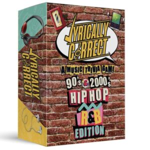 lyrically correct music trivia card game | multi-generational family gatherings, adult game night and fun trivia (90's and 2000's hip hop and r&b)