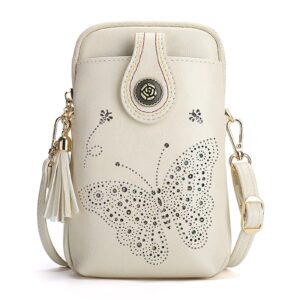 aphison small crossbody bags for women, lightweight mini cute cell phone purse for women with tassel and shining butterfly