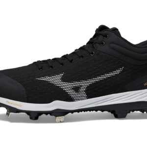 Mizuno Men's Dominant 4 MID Baseball Shoe, Black-White, 11.5