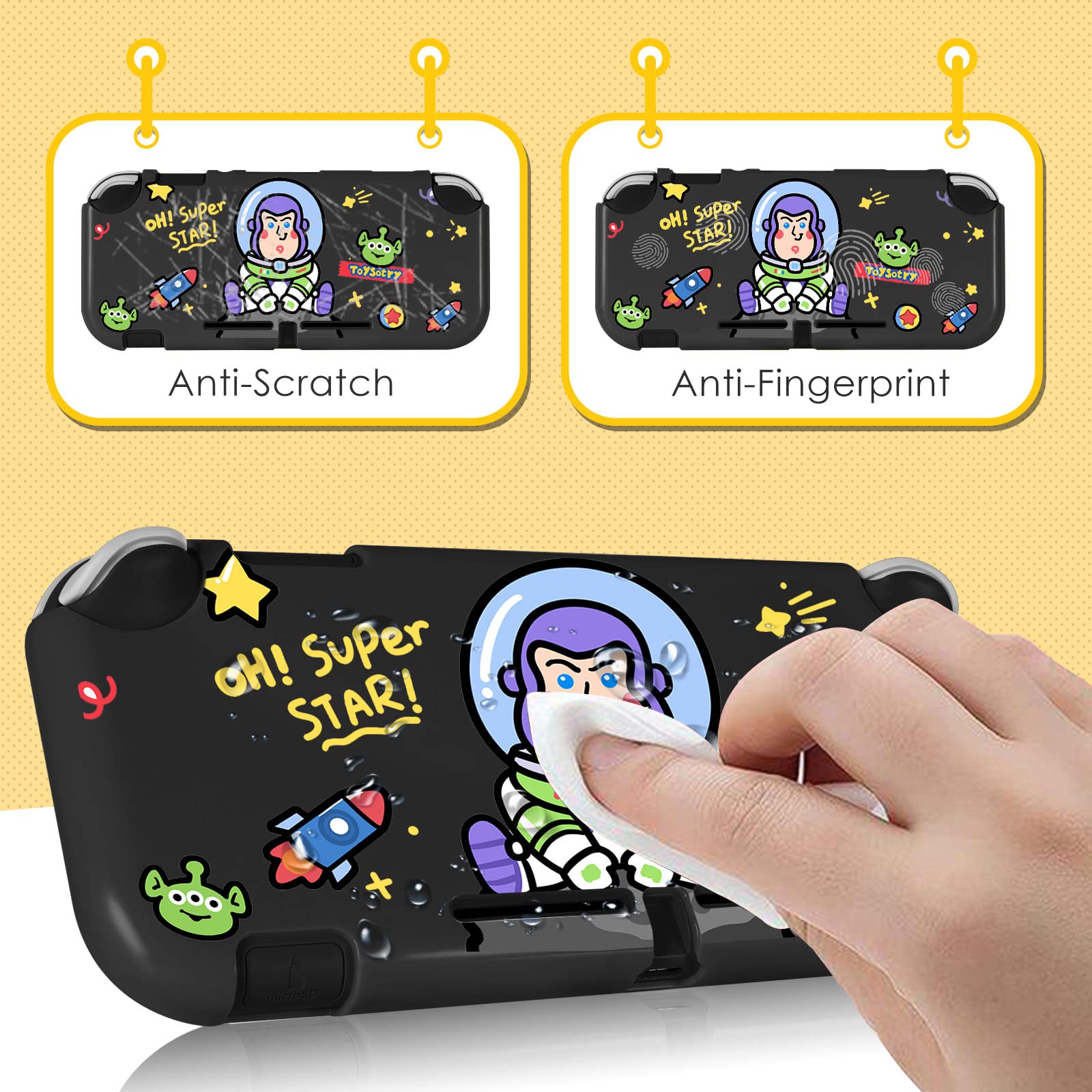 oqpa for Nintendo Switch Lite 2019 Case for Girls Boys Kids PC Cute Kawaii Anime Cartoon Character Design Cool Fun Slim Protective Cases Hard Shell Cover with Screen Protector Glass for Switch Lite,Pi