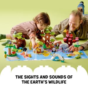 LEGO DUPLO Wild Animals of The World Building Set, Includes Sounds, World Map Playmat, 22 Animal Figures, Educational Gift, Learning Toy for Girls & Boys, Toddler Toys for Ages 2-4 Years Old, 10975