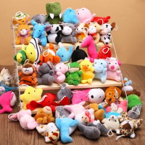 56 Pack Mini Plush Animals Toys Bulk, Small Stuffed Ocean Animal Toy Set, Keychain Decoration for Claw Machine, Birthday Party Favor, Goodie Bag Fillers, Christmas, Classroom Prize Box, School Reward