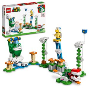 lego super mario big spike’s cloudtop challenge expansion set 71409, collectible toy for kids with 3 figures including boomerang bro and piranha plant