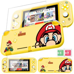 oqpa for nintendo switch lite 2019 case for girls boys kids pc cute kawaii anime cartoon character cool fun slim protective cases hard shell cover with screen protector glass for switch lite,h malio