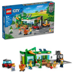 lego my city grocery store 60347 building toy set for girls, boys, and kids ages 6+ (404 pieces)