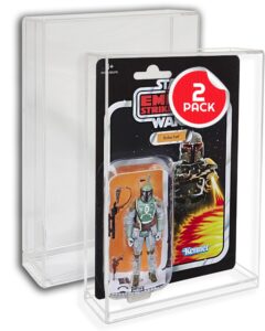 evoretro action figure display case protector compatible with star wars, marvel legends, gi-joe 3.75 in carded action figures, anti-uv thick durable clear acrylic box, lasts for years to come - 2 pack