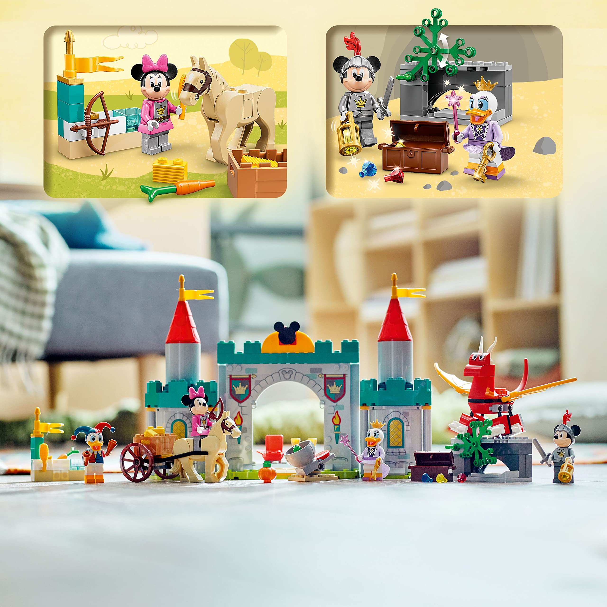 LEGO Disney Mickey and Friends Castle Defenders 10780 Buildable Toy with Minnie, Daisy and Donald Duck Plus Dragon & Horse Toys for Kids 4 Plus Years Old