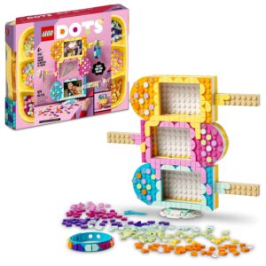 lego dots ice cream picture frames & bracelet 41956 craft building toy set for girls, boys, and kids ages 6+; customizable holder kit for photos or jewelry (474 pieces)