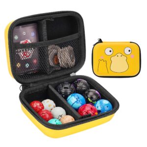 tonylaijiantao toy storage organizer case compatible with bakugan armored alliance collectible action figures, bakucores, bakugan ultra and trading cards (case only) (yellow)