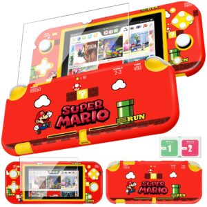 oqpa for nintendo switch lite 2019 case for girls boys kids pc cute kawaii anime character cool fun slim protective cases hard shell cover with screen protector glass for switch lite,super malio