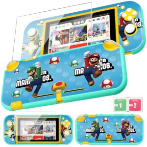 oqpa for nintendo switch lite 2019 case for girls boys kids pc cute kawaii anime cartoon character cool fun slim protective cases hard shell cover with screen protector glass for switch lite,m malio