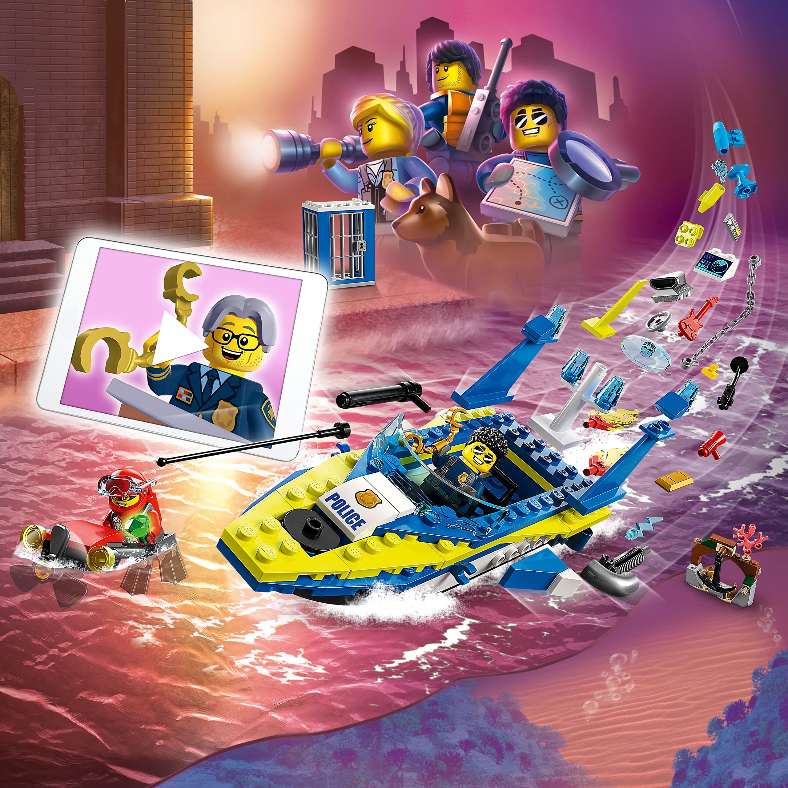 LEGO City Water Police Detective Missions 60355 Interactive Digital Building Toy Set for Kids, Boys, and Girls Ages 6+ (278 Pieces)