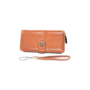 wallet for women leather credit card cash mobile phone holder large capacity wallets with wristlet (brown(pack of 1))