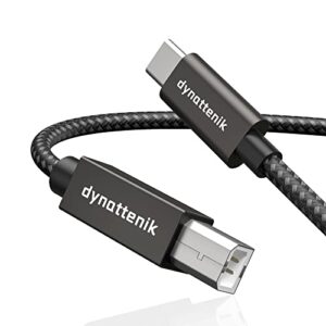 dynattenik 2.0m usb c to b midi interface cable for midi instruments - nylon, midi-cb200