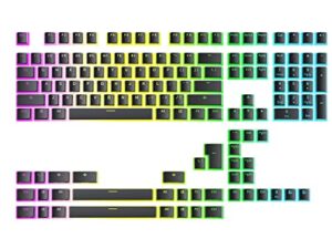 ranked pudding v2 pbt keycaps | 145 double shot translucent ansi us & iso layout | oem profile for full size, tkl, 75%, 65% and 60% rgb mechanical gaming keyboard (black)