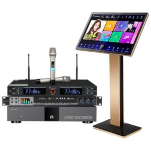 inandonkod karaoke machine kv-v5 max 2024 new chinese karaoke player, with reverb wireless microphone, 22 inch capacitive touch screen free cloud download function youtube app online play