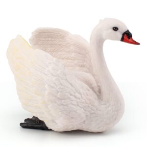 lc joycre swan toy 3.5 inch goose toy white swan figurine toy animal figure for toddlers preschool animals figures eduactional project diorama model toy for kids 3 4 5 6