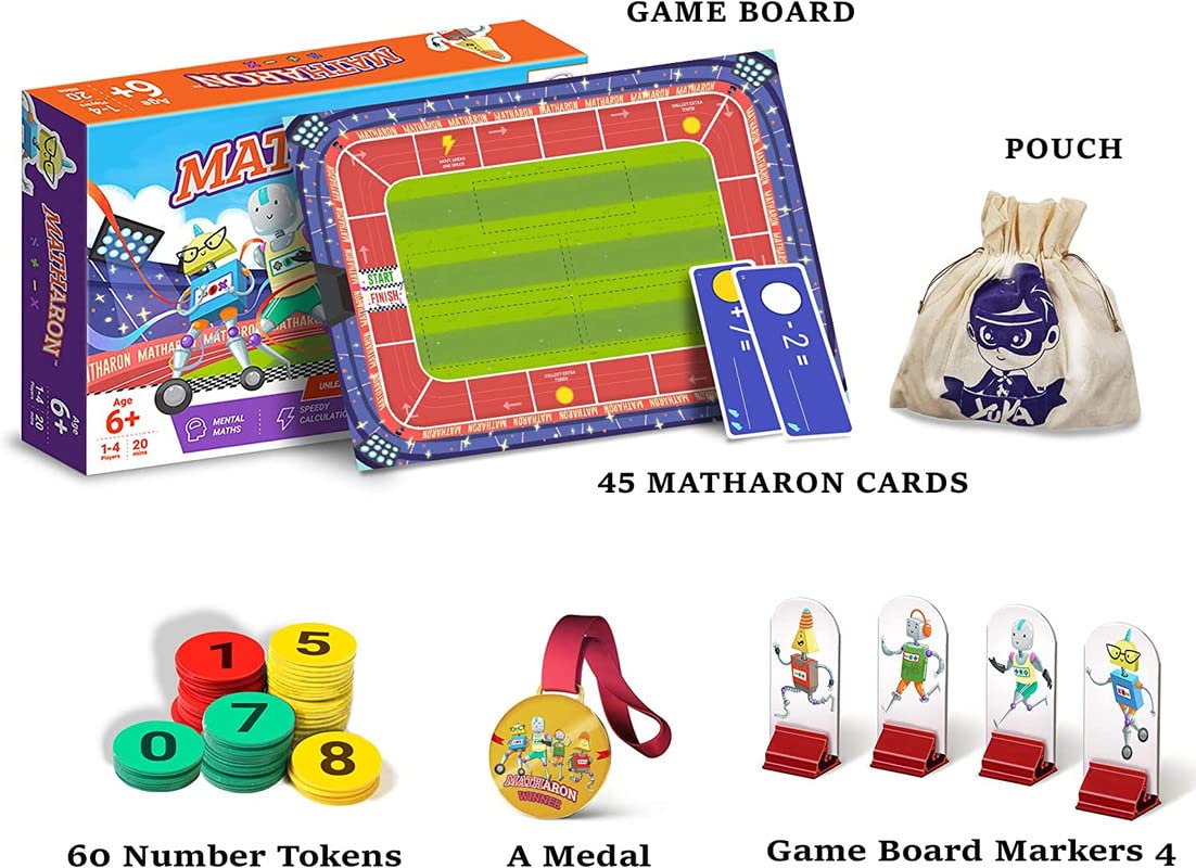 Yuka Champs Smart Math Games for Kids 6-8, 8-12 Age Group, Learn Math Manipulatives - Multiplication, Division, Addition and Subtraction with Educational Toy Board Games, for Boys and Girls