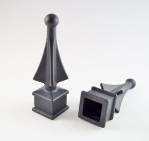 retrospec creations 100 each for 3/4” black plastic finial tops for iron picket fence 4-sided spire - #1-34