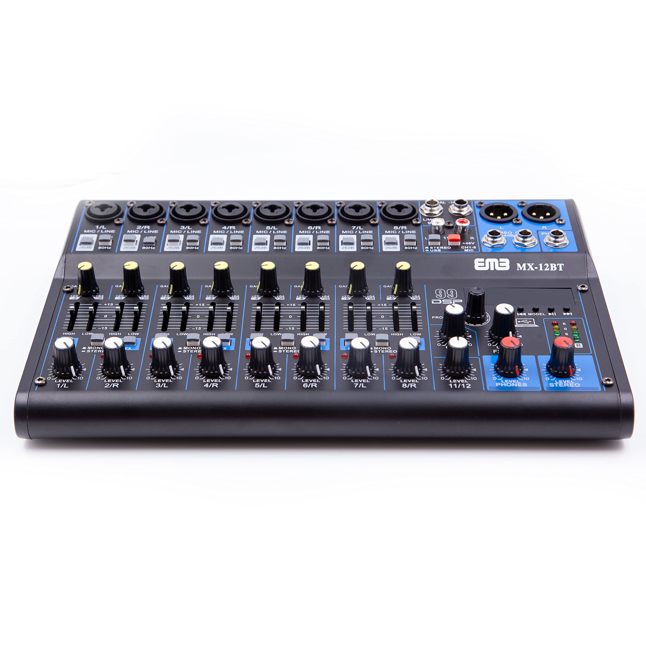 EMB MX12BT 99 DSP 12-Channel Audio Mixer Mixing Console MP3 Sound Desk With Bluetooth