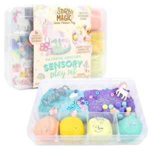 story magic rainbow unicorn sensory play set, build cognitive development and fine motor skills, tactile activities for on the go, sensory toys for preschoolers and kids ages 4, 5, 6, 7, 8