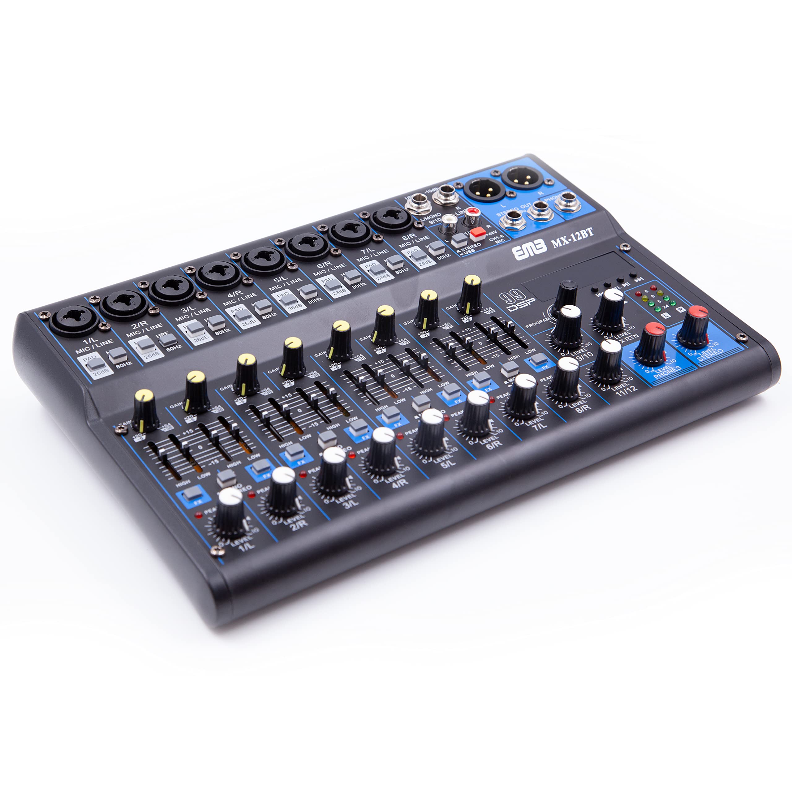 EMB MX12BT 99 DSP 12-Channel Audio Mixer Mixing Console MP3 Sound Desk With Bluetooth