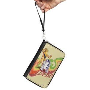 Buckle-Down PU Zip Around Wallet Rectangle Star Wars C3PO and R2D2 Wave Pose Tan Multi Color