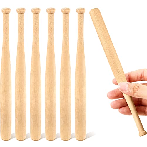 Juexica 6 Pcs 8 inches Mini Baseball Bat Unfinished Small Wooden Bats Unpainted Wood Baseball Bats for Painting Keychain Action Figures DIY Craft Projects Ball Sports Party Favors