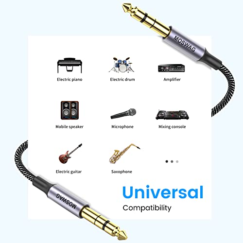 MOSWAG 1/4 TRS Audio Cable 3.28ft/1M, 1/4" 6.35mm TRS to 1/4" 6.35mm TRS Balanced Interconnect Cable Nylon Braid Compatible with Electric Guitar, Bass Guitar,Mixing