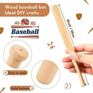 Juexica 6 Pcs 8 inches Mini Baseball Bat Unfinished Small Wooden Bats Unpainted Wood Baseball Bats for Painting Keychain Action Figures DIY Craft Projects Ball Sports Party Favors